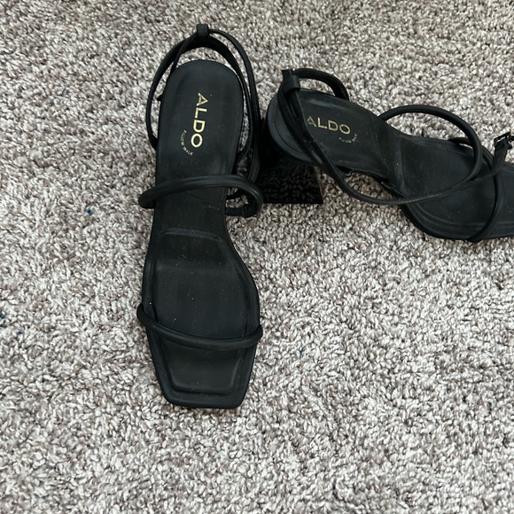 Aldo | Shoes | Aldo Black Square Toed Heels Worn Time | Poshmark